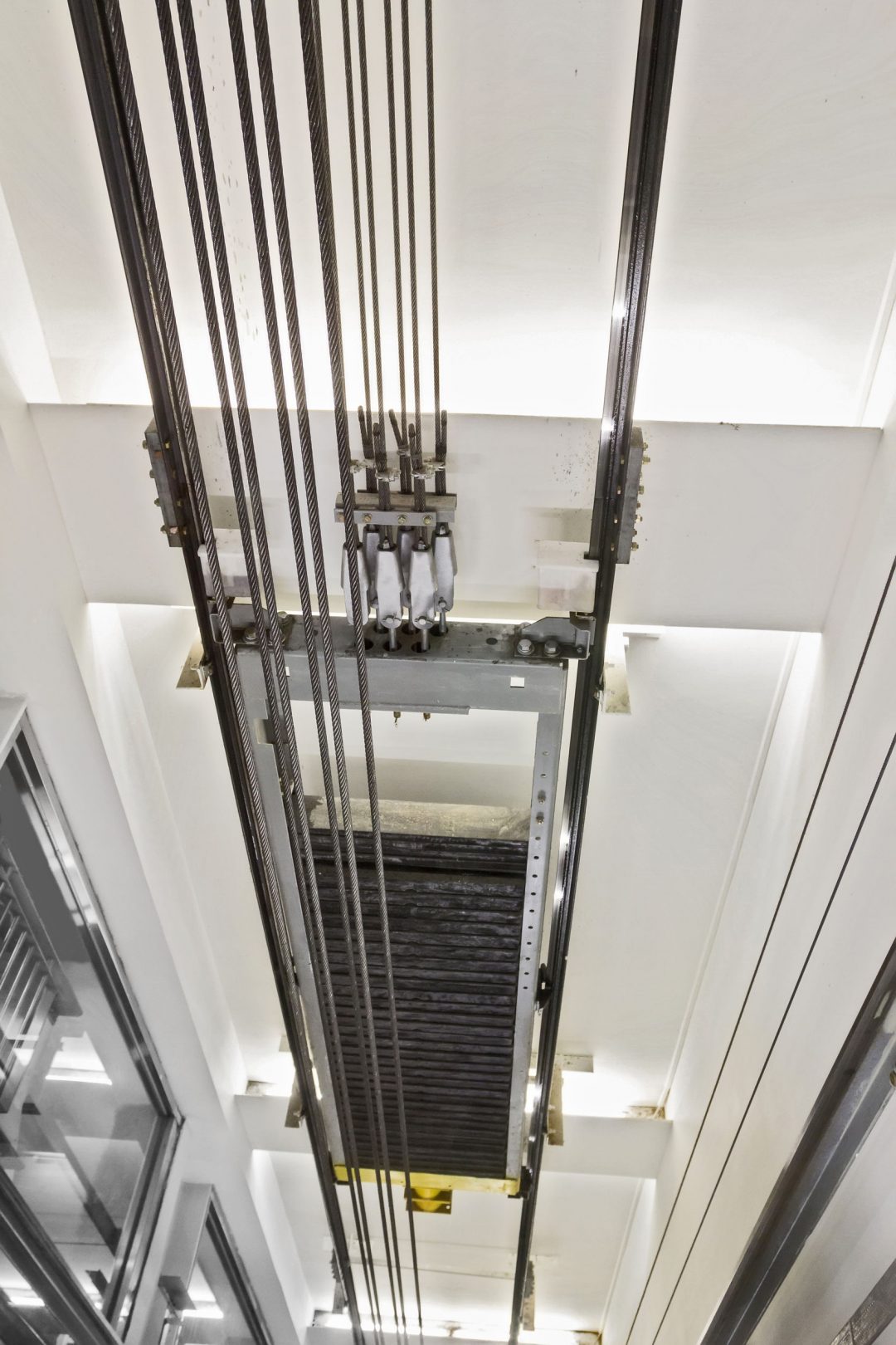 41929468 – elevator tunnel interior view with cable